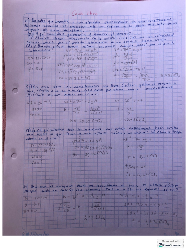Caída libre, mru y mruv | PDF