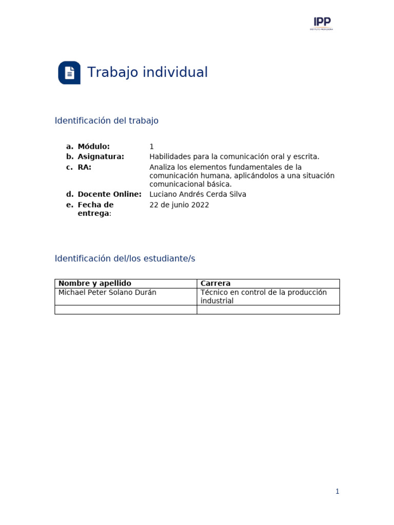 Michael - Solano - TI - M1 - Habilidades para La Comunicación Oral y ...
