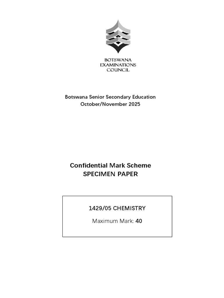 chemistry 1429 specimen paper 5 Mark scheme_120949 | PDF | Reaction Rate | Gases