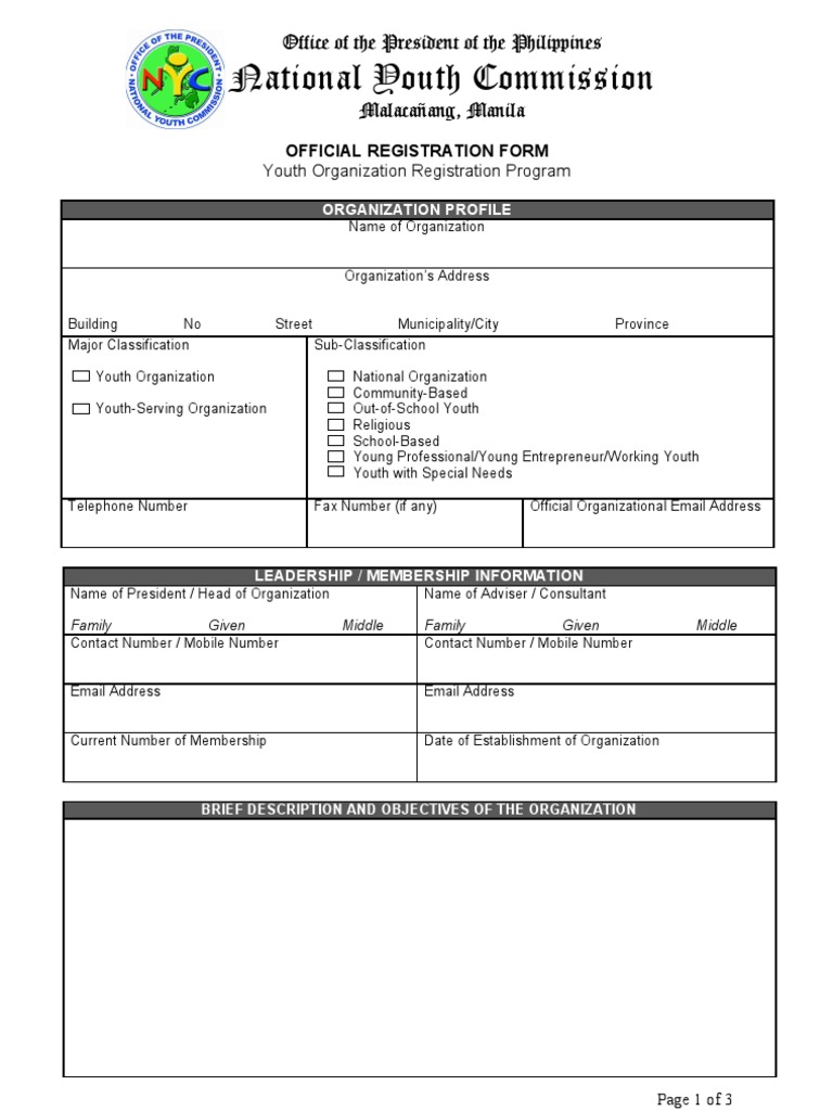 YORP Registration Form 3 | PDF | President Of The Philippines | World ...