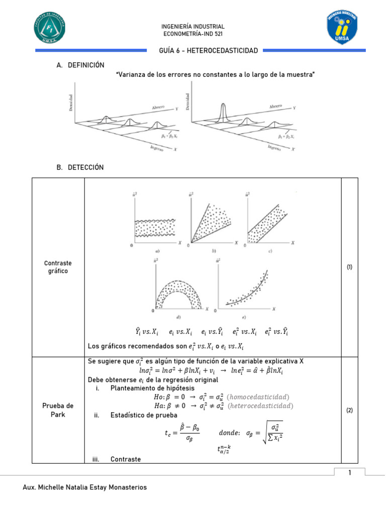 Guía sobre Heterocedasticidad en Econometría | PDF | Teoría de la ...