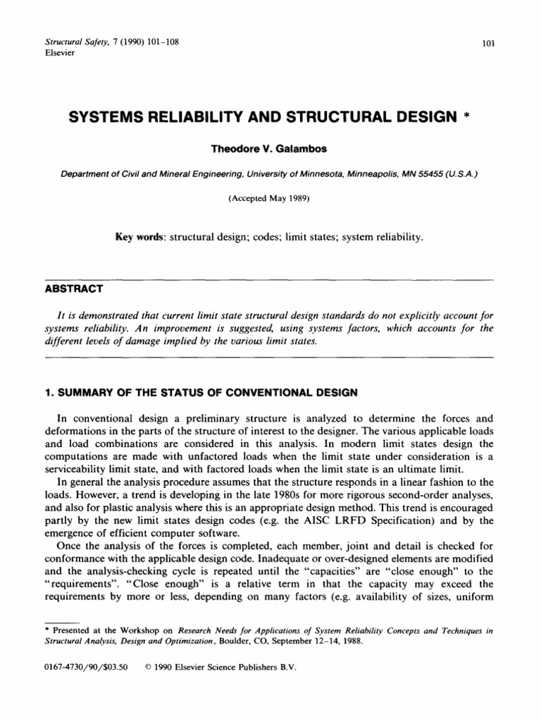 Galambos (1990) - System Reliability and Structural Design | PDF | Reliability Engineering ...