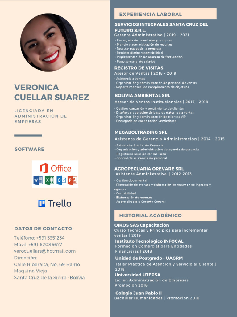 CV Veronica Cuellar Suarez | PDF | Contabilidad | Negocios económicos