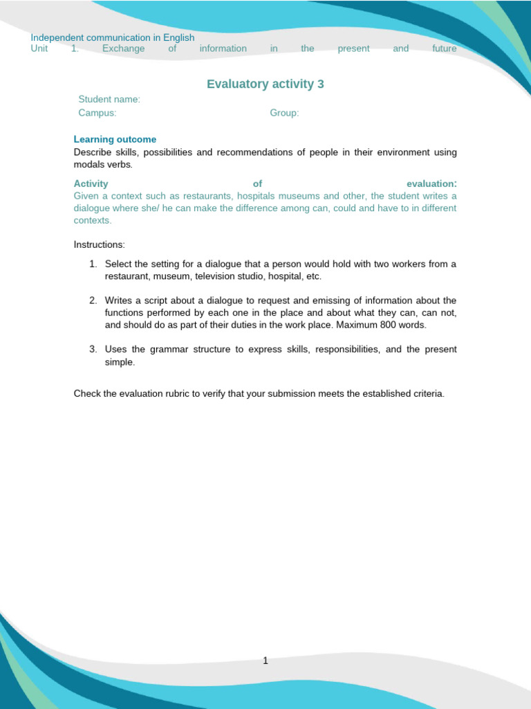 Evaluation Activity 3 | PDF