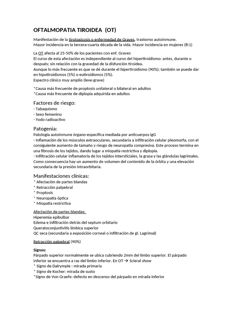 Orbitopatía Tiroidea Leve: Diagnóstico y Tratamiento | PDF ...
