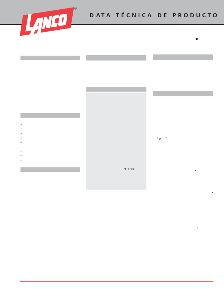 Ficha Tecnica Pegamento PVC Lanco | PDF | Agua | Tubería (transporte de fluidos)