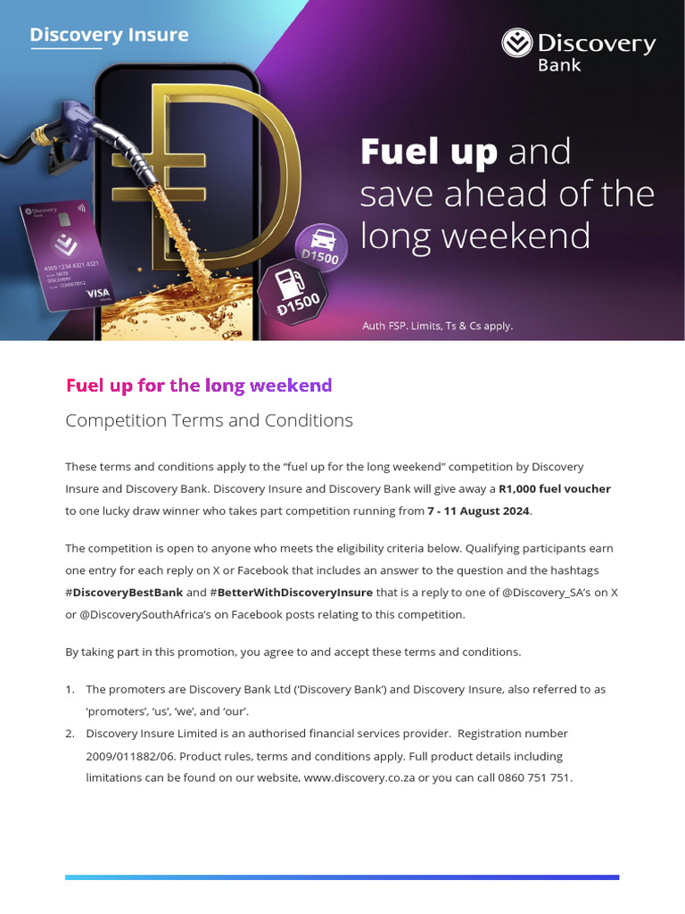 Win R1,000 Fuel Voucher Competition | PDF | Insurance | Banks