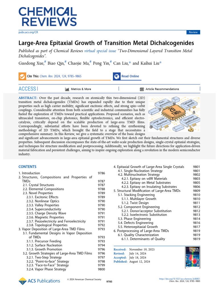 Large-Area Epitaxial Growth of Transition Metal Dichalcogenides | PDF | Ferromagnetism | Magnetism