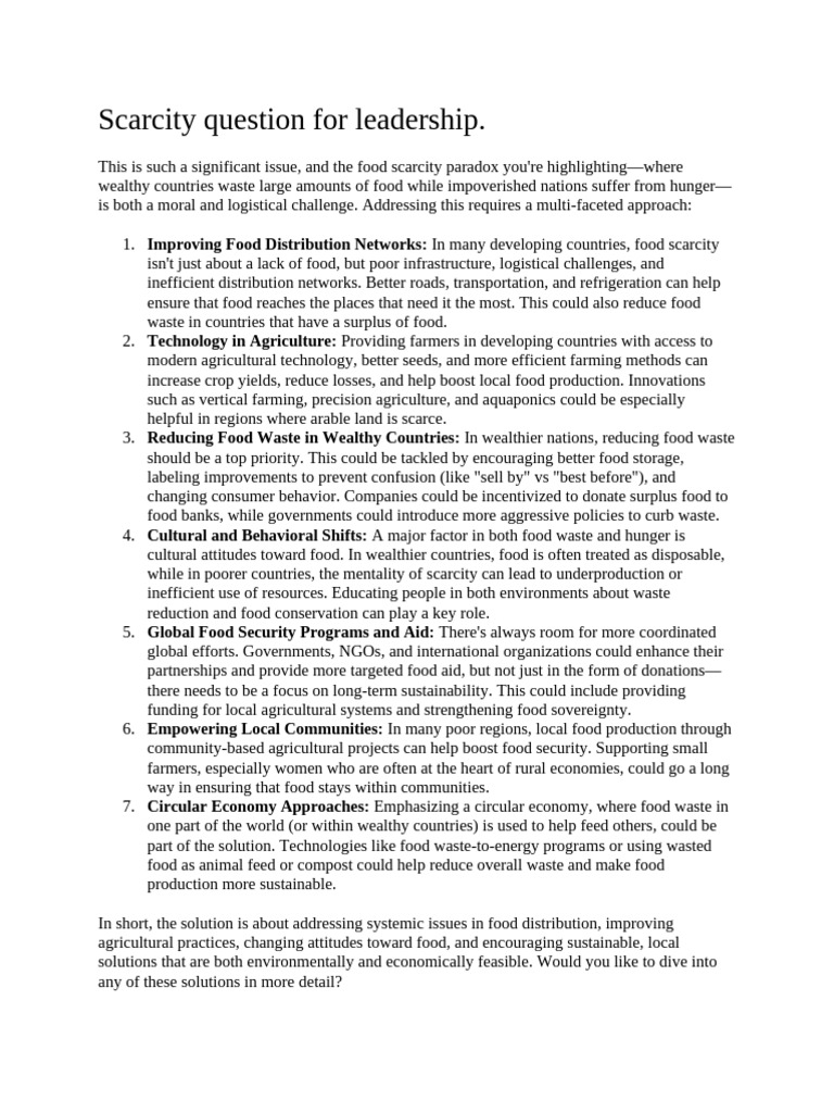 Scarcity Question For Leadership | PDF | Agriculture | Sustainability