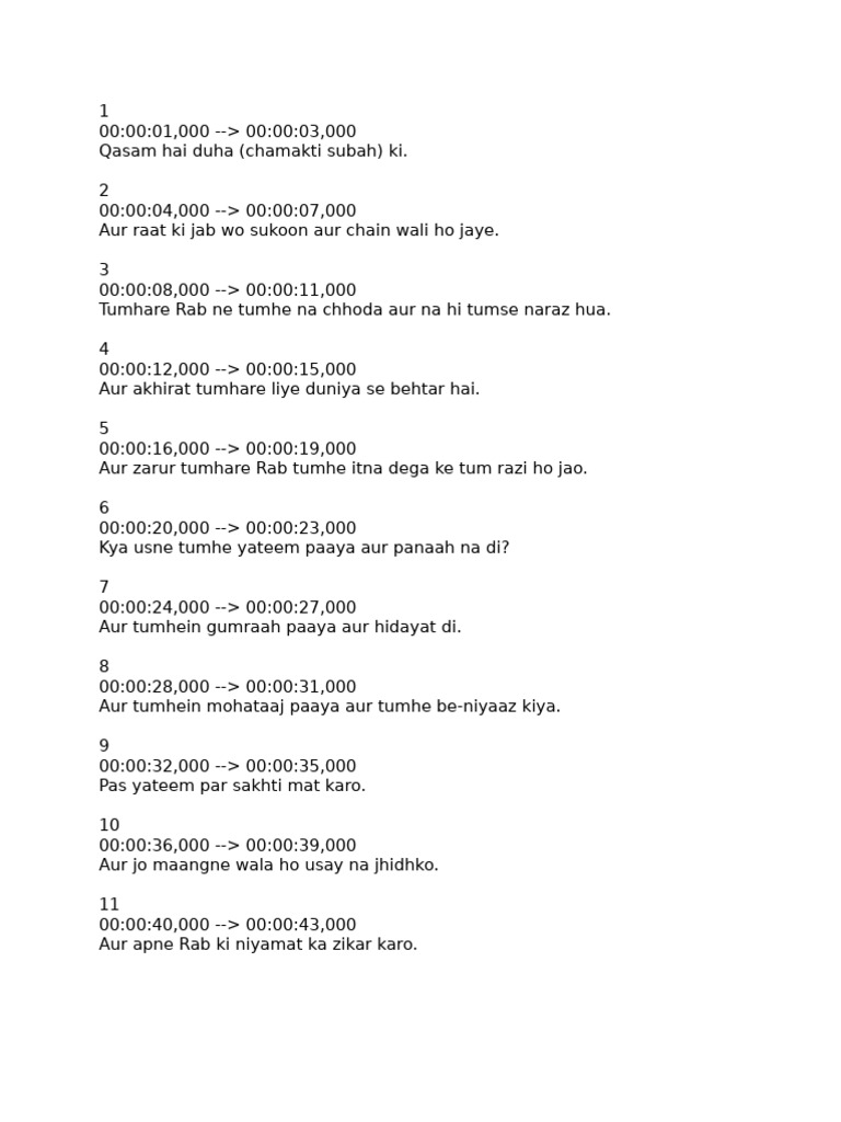 Surah Ad Duha - Srt. | PDF