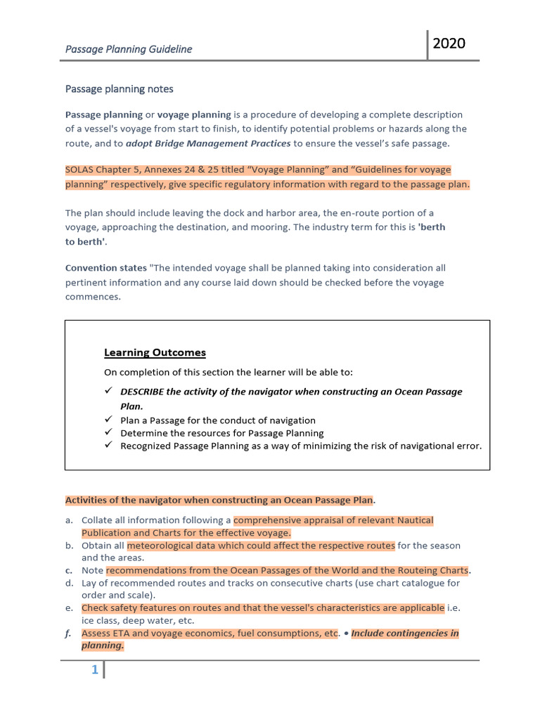 Passage Planning Guideline 2020 | PDF | Navigation