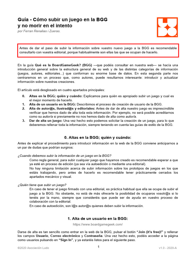 Guía - Cómo Subir Un Juego en La BGG y No Morir en El Intento | PDF | Información | Publicación