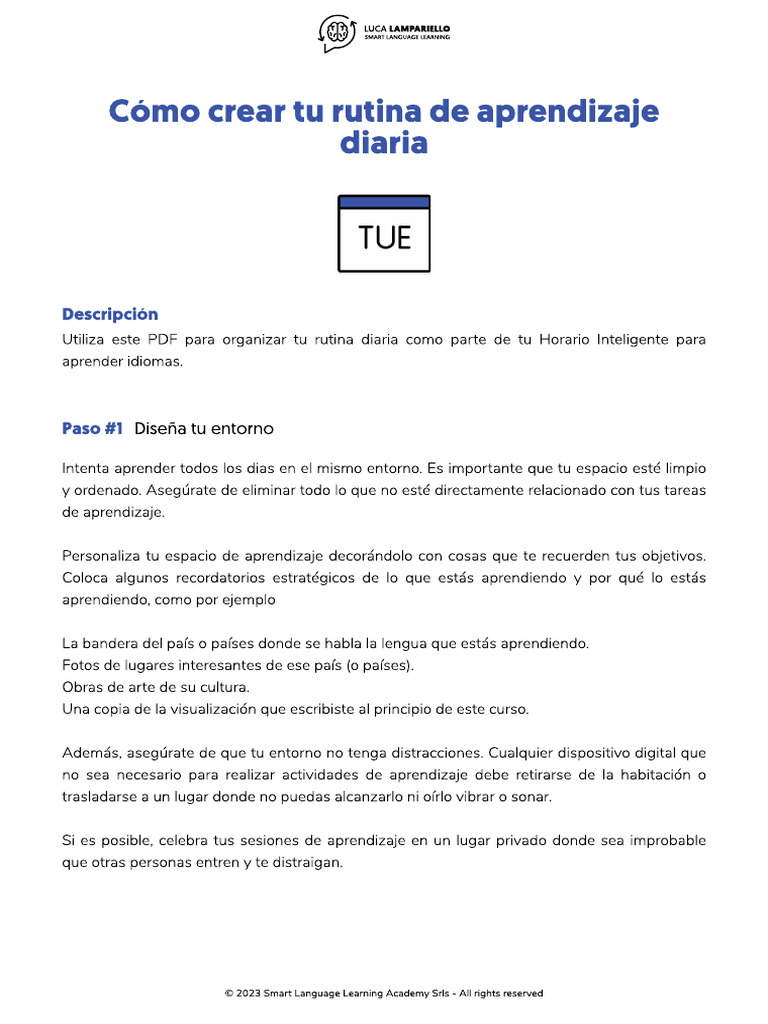 Rutina Diaria para Aprender Idiomas | PDF | Cognición | Aprendizaje