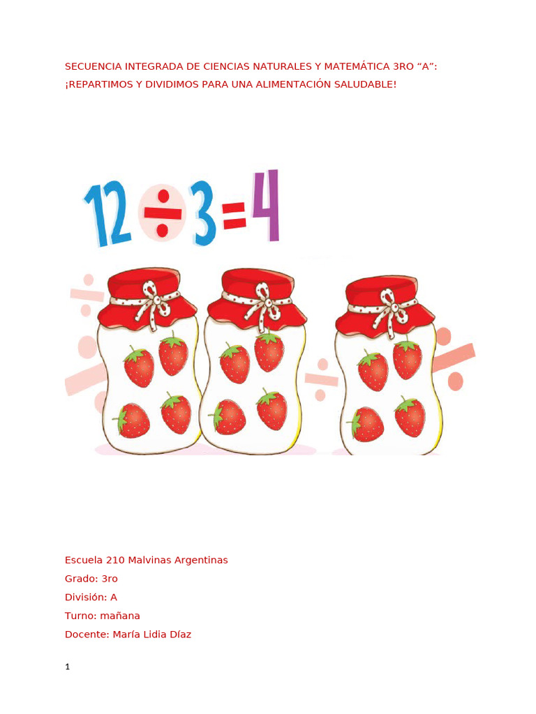 Alimentación y Matemáticas en 3ro A | PDF | Aprendizaje | Nutrición