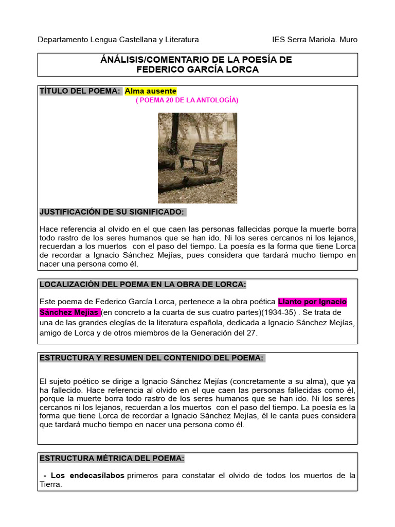 20 - Alma Ausente | PDF | Federico García Lorca | Poesía