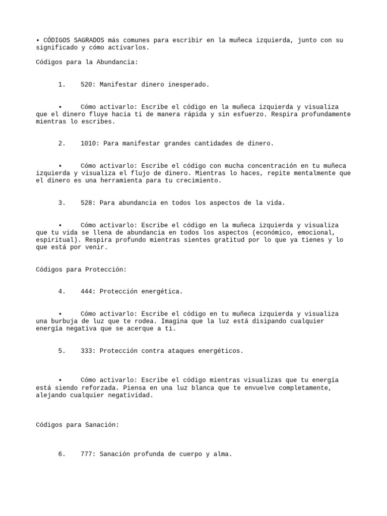 Códigos y Activación Generales | PDF | Amor