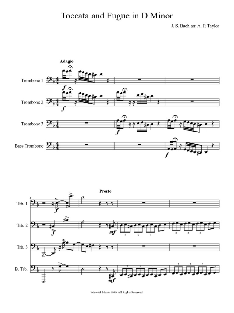 J. S. Bach Arr. A. P. Taylor - Toccata and Fugue in D Minor | PDF