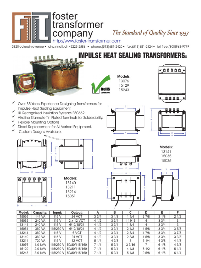 Impulse Heat Sealing Transformers | PDF | Electrical Engineering