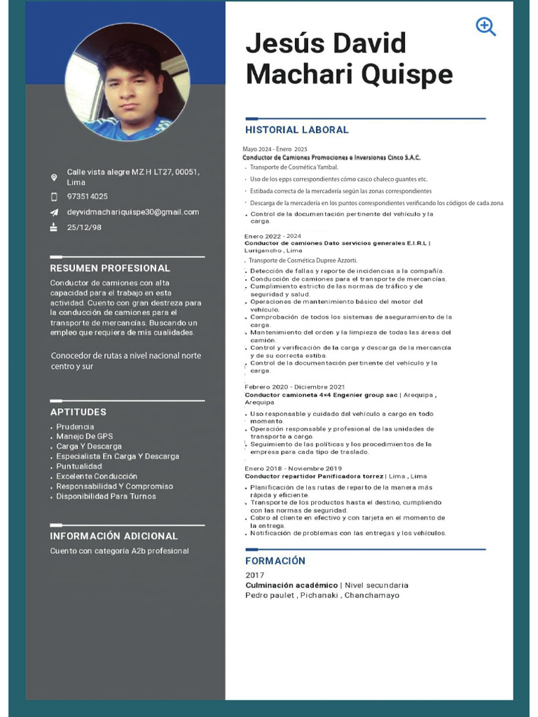 CV Jesus David Machari Quispe | PDF