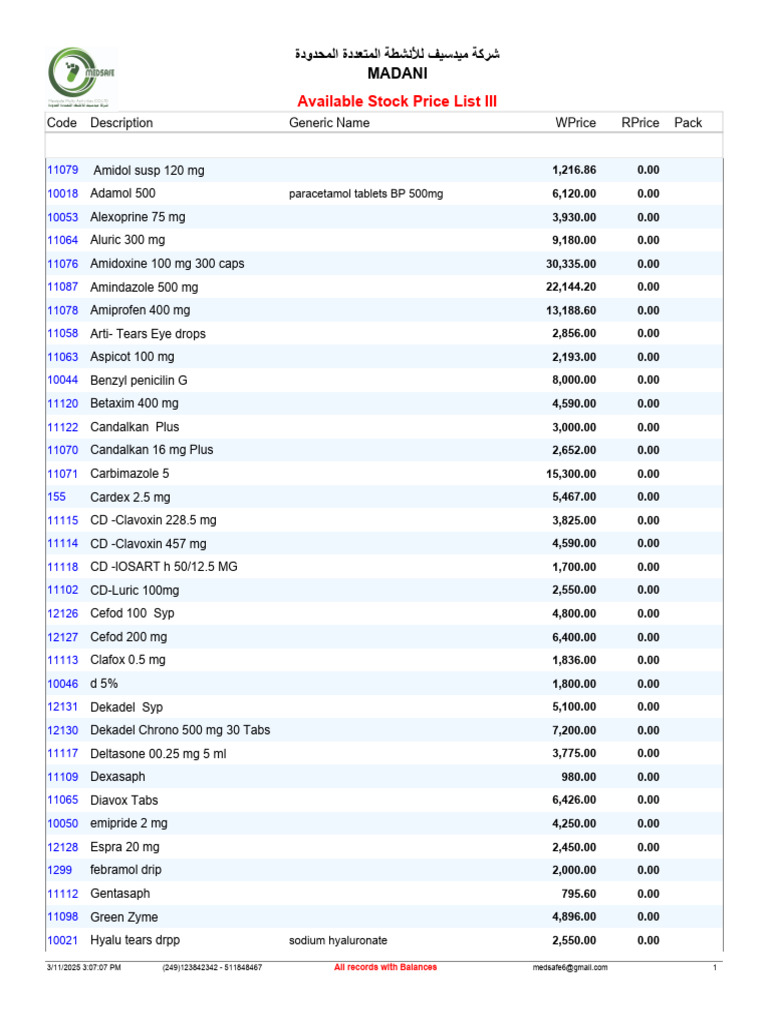 Price List 3 | PDF | Drugs | Medical Treatments