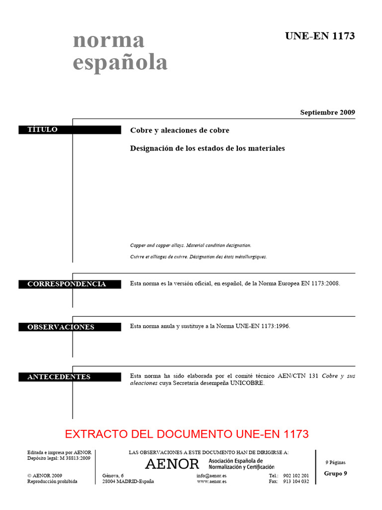(Ex) Une-En 1173 2009 | PDF | Ciencias fisicas | Materiales de construcción