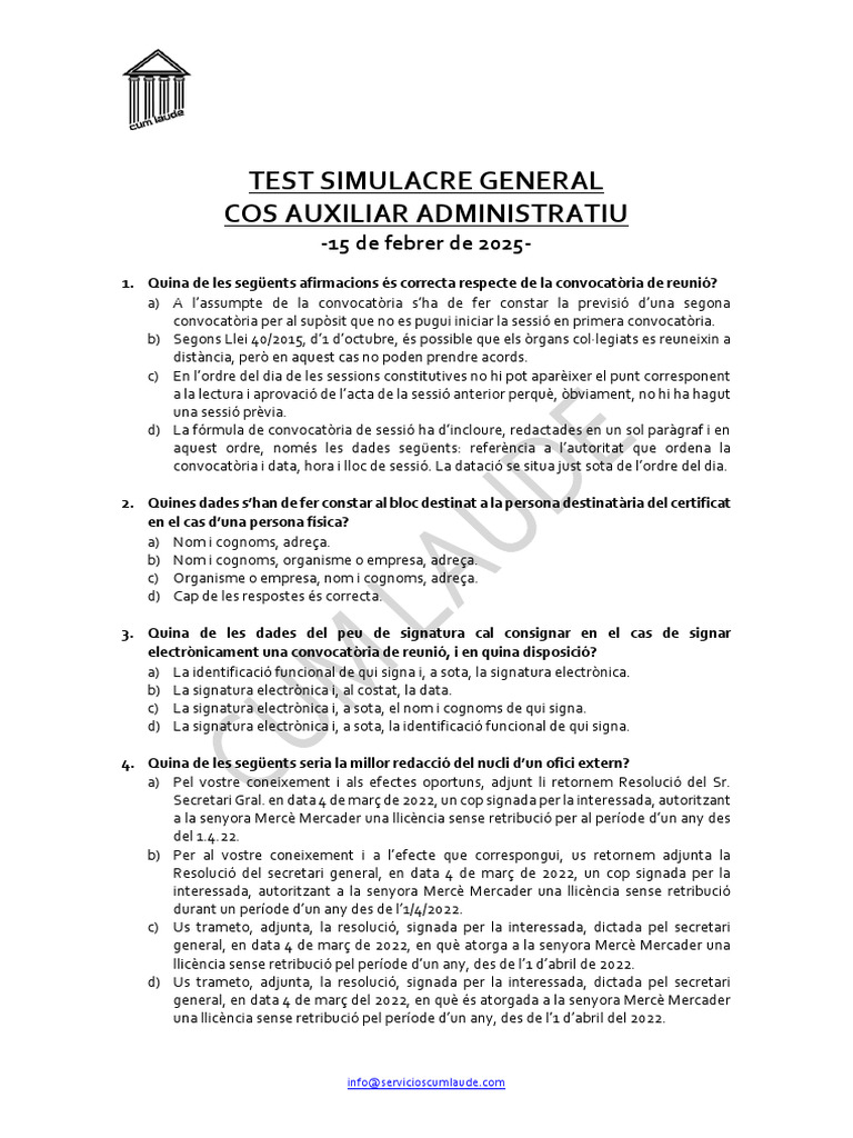 1.a.-Test SIMULACRE GENERAL COS AUXILIAR ADMINISTRATIU - Dia 15-2-2025 ...
