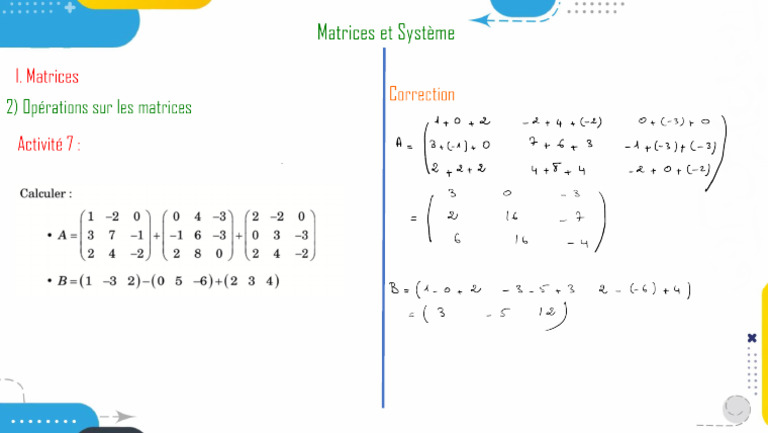 operation sur les matrices | PDF