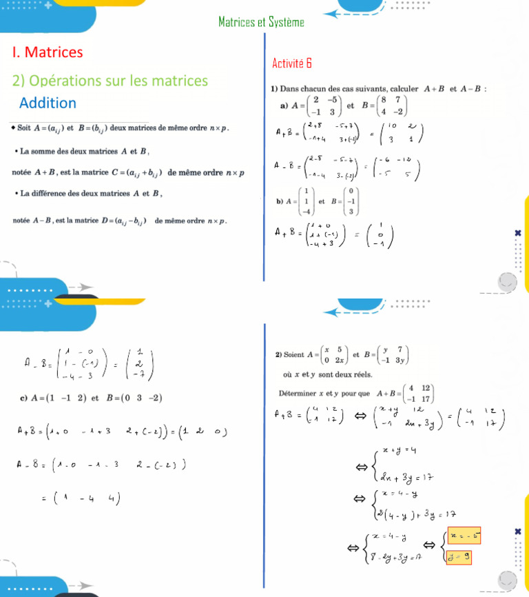 Operation Sur Les Matrices 2 | PDF