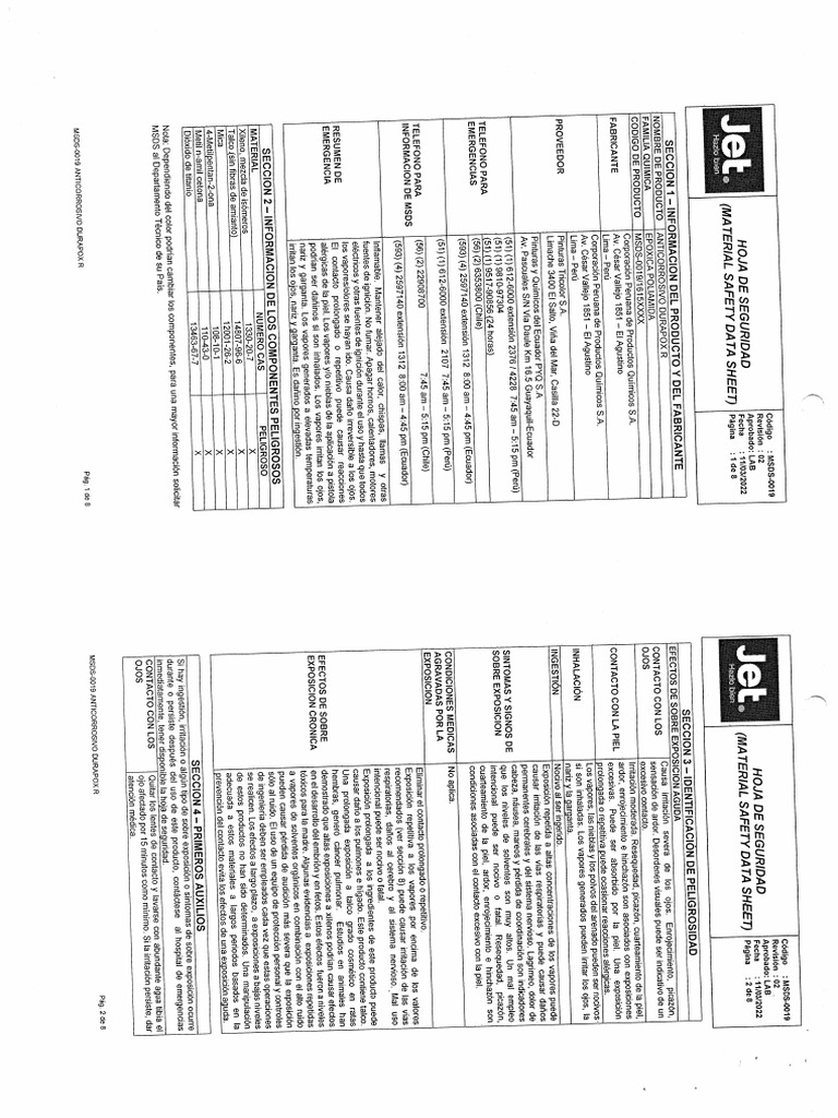 FDS - Anticorrosivo Durapox R | PDF