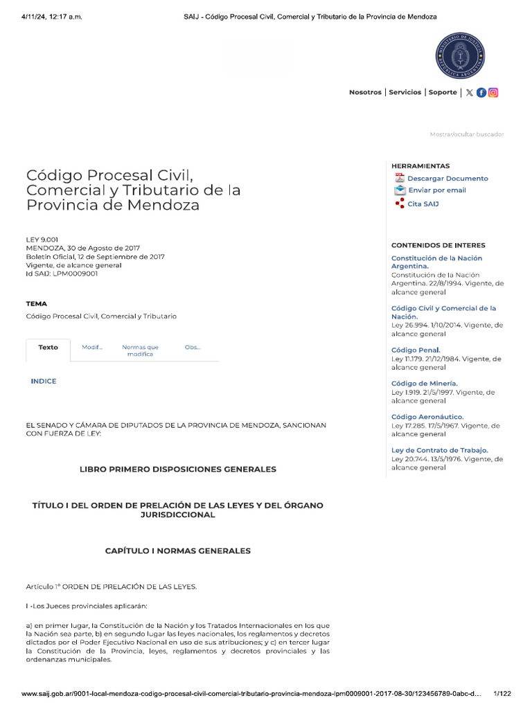 Cod Procesal Mza Civil Comer y Tribu | PDF