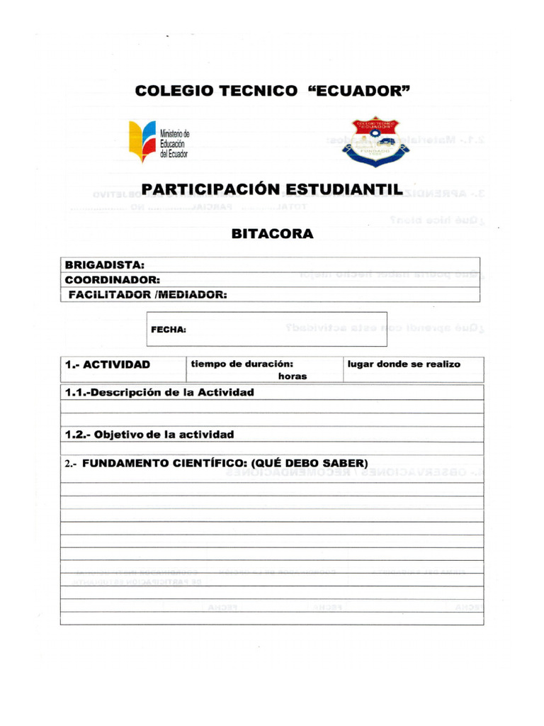 Formato Bitácora | PDF