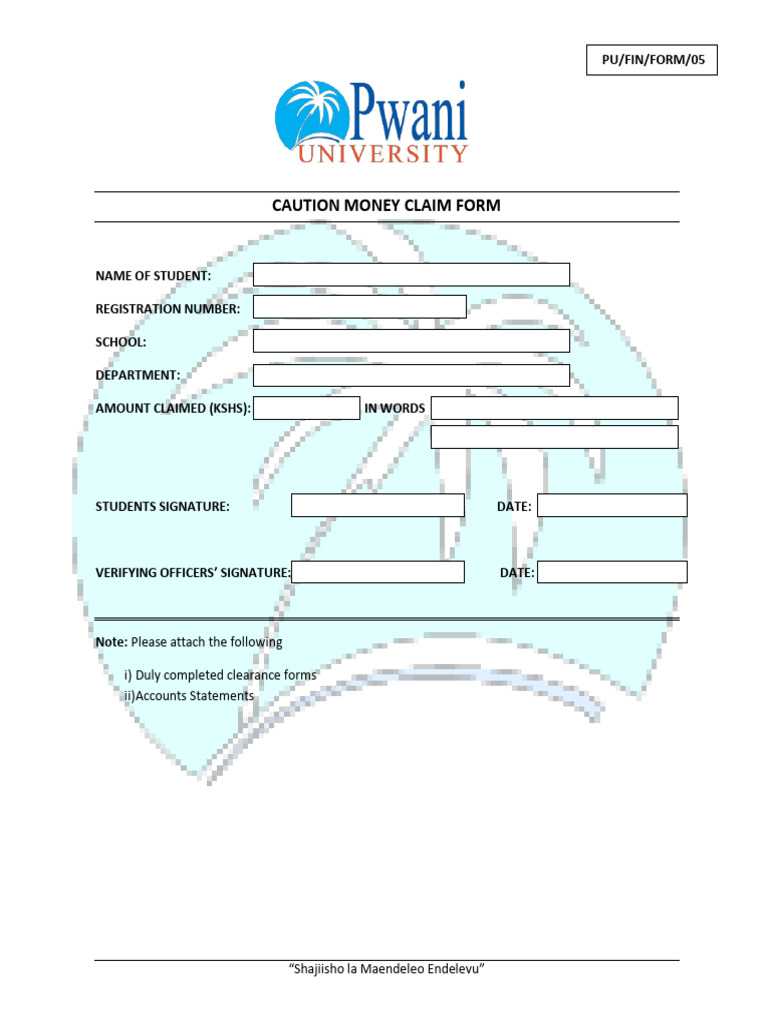 Caution Money Claim Form | PDF
