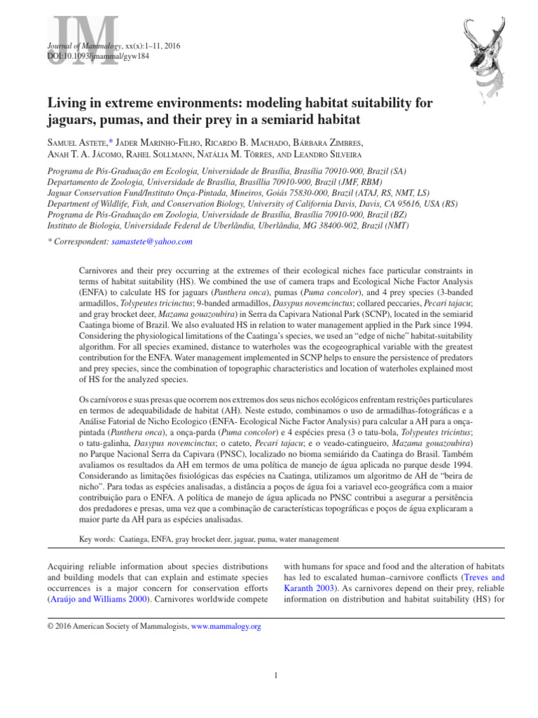 Living in Extreme Environments Modeling Habitat Suitability For | PDF ...