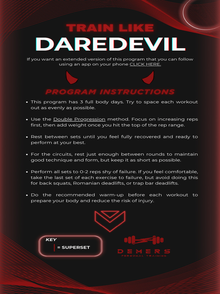Daredevil Workout Plan (1) | PDF | Strength Training | Management Of ...