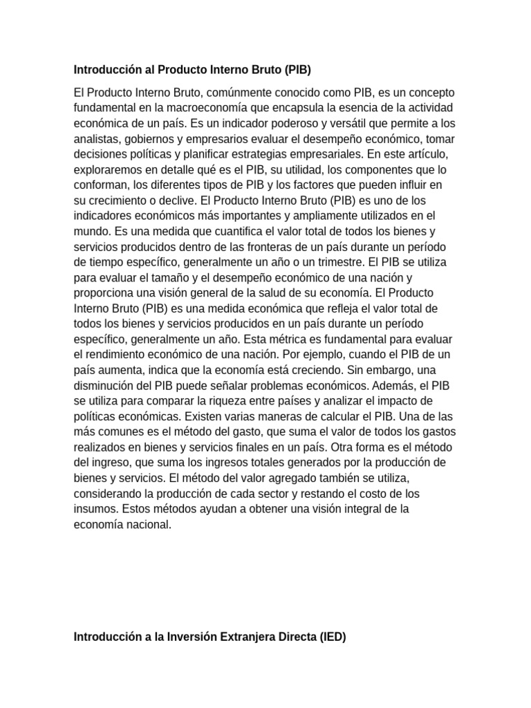 Introducciónes | PDF | Producto Interno Bruto | Inversiones
