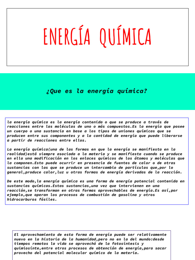 Energía Química | PDF | Química | Combustibles