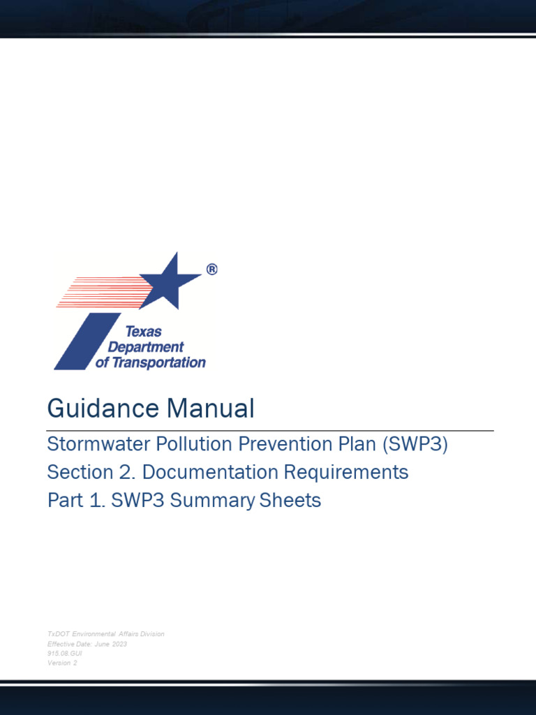 Sw3p Summary Sheets Guidance Manual | PDF | Stormwater | Drainage Basin