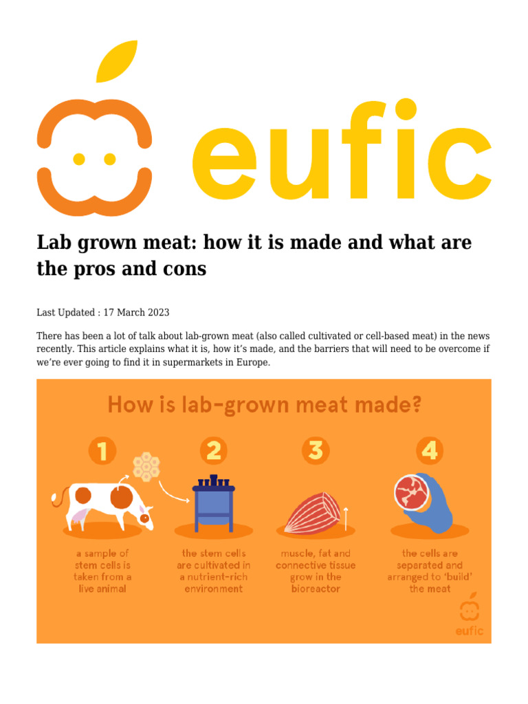 Pros and Cons of Lab-Grown Meat | PDF | Meat | Tissue Engineering