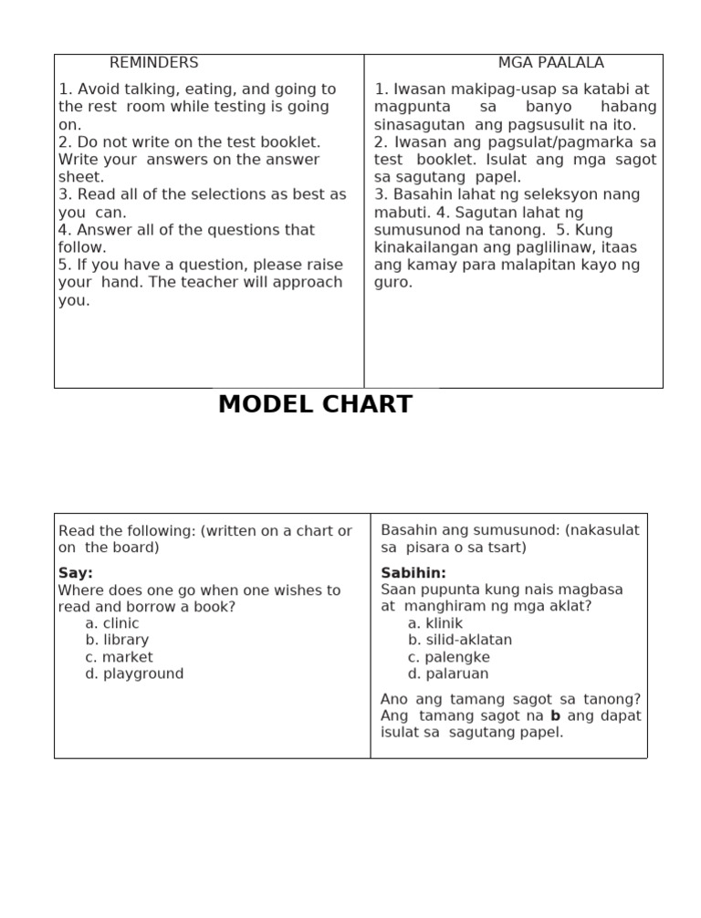 Phil IRI Model Chart | PDF