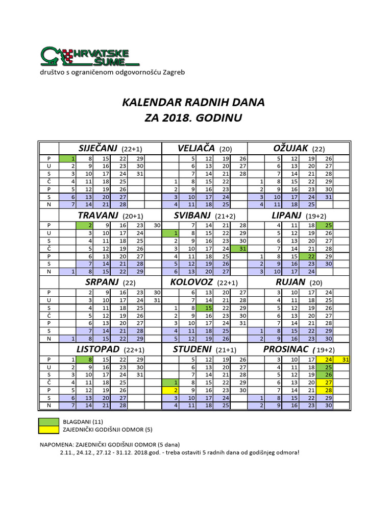 Kalendar 2018 | PDF