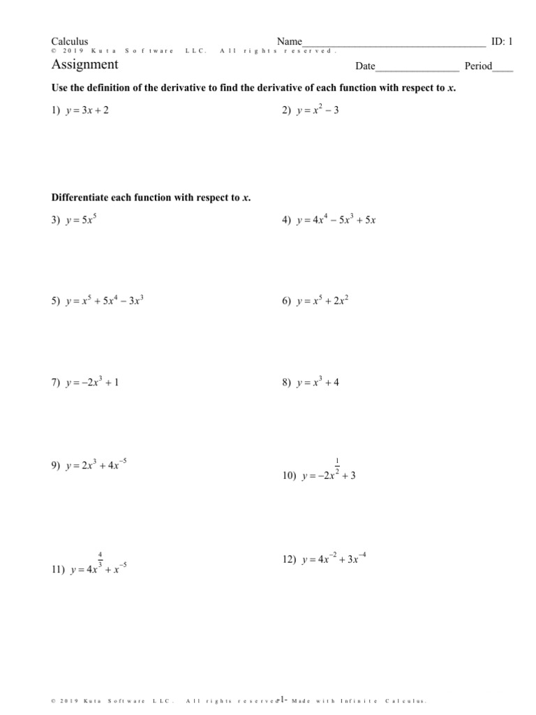 AP Calculus Derivative Practice Worksheet | PDF | Derivative | Calculus