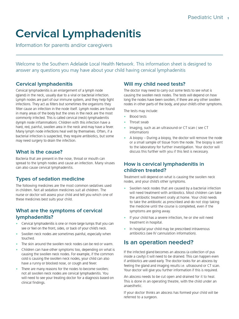 Understanding Cervical Lymphadenitis in Kids | PDF | Lymph Node ...