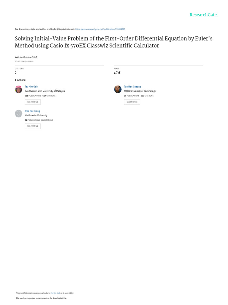 Solving Initial-Value Problem of The First-Order D | PDF | Equations | Subtraction