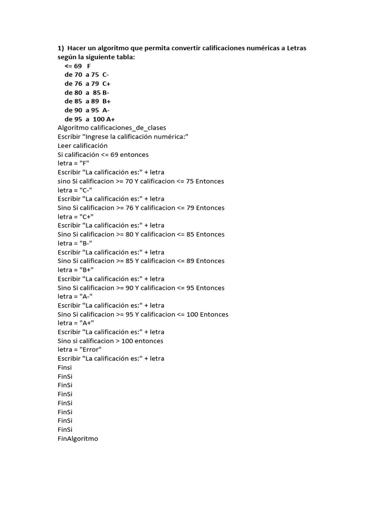 2) PRACTICA SOBRE ALGORITMOS COMPUTACIONALES 1era PARTE | PDF ...