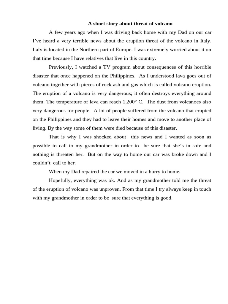 A Short Story About Threat of Volcano | PDF