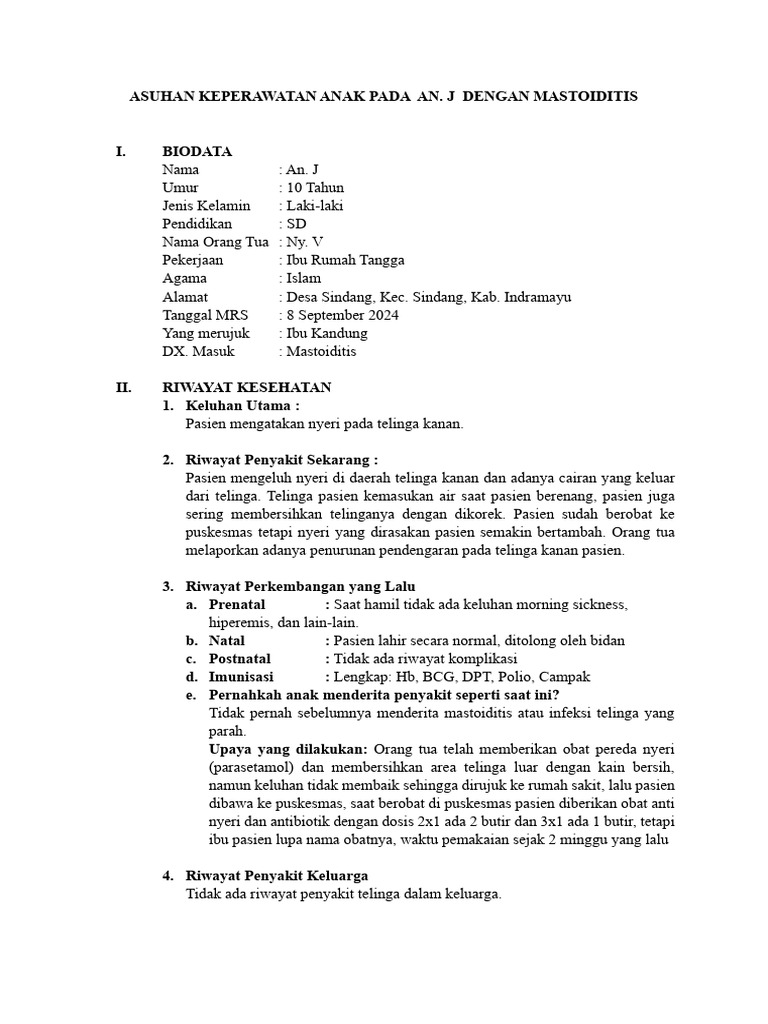 Asuhan Keperawatan Mastoiditis Anak | PDF