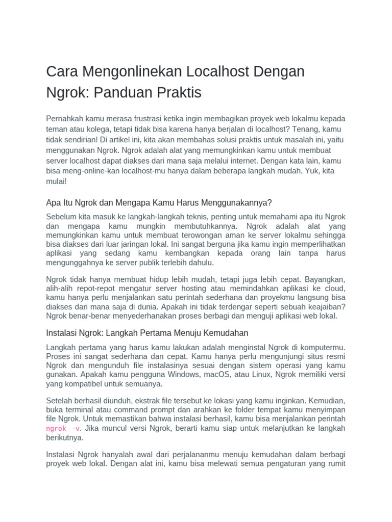 Cara Mengonlinekan Localhost Dengan Ngrok_ Panduan Praktis | PDF