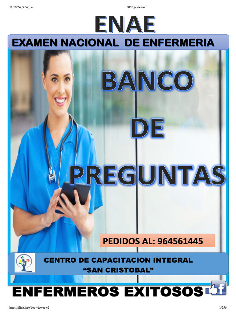 Banco de Preguntas Enae Enfermeria Enfe... Visor de PDF de Plataforma ILIDE - Info | PDF ...
