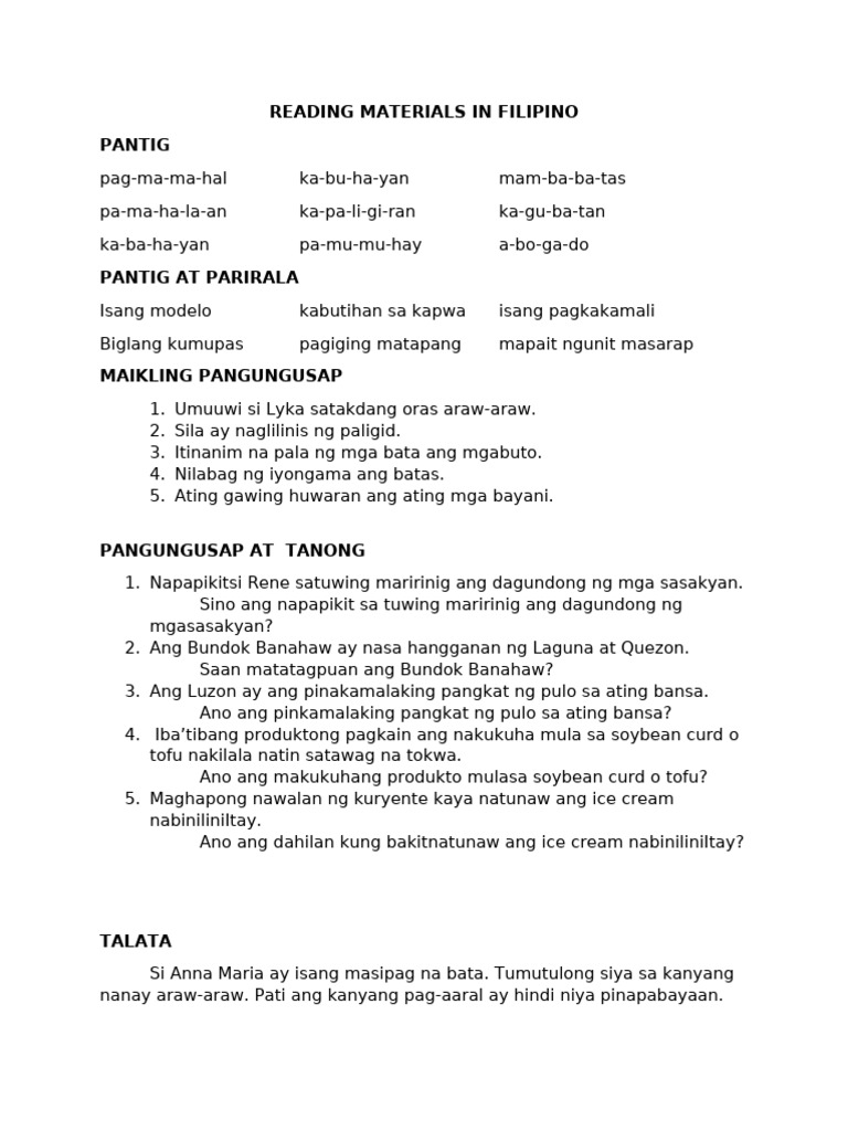 Reading Materials in Filipino 4 2023 - 02 - 19 22 - 37 - 37 Utc | PDF