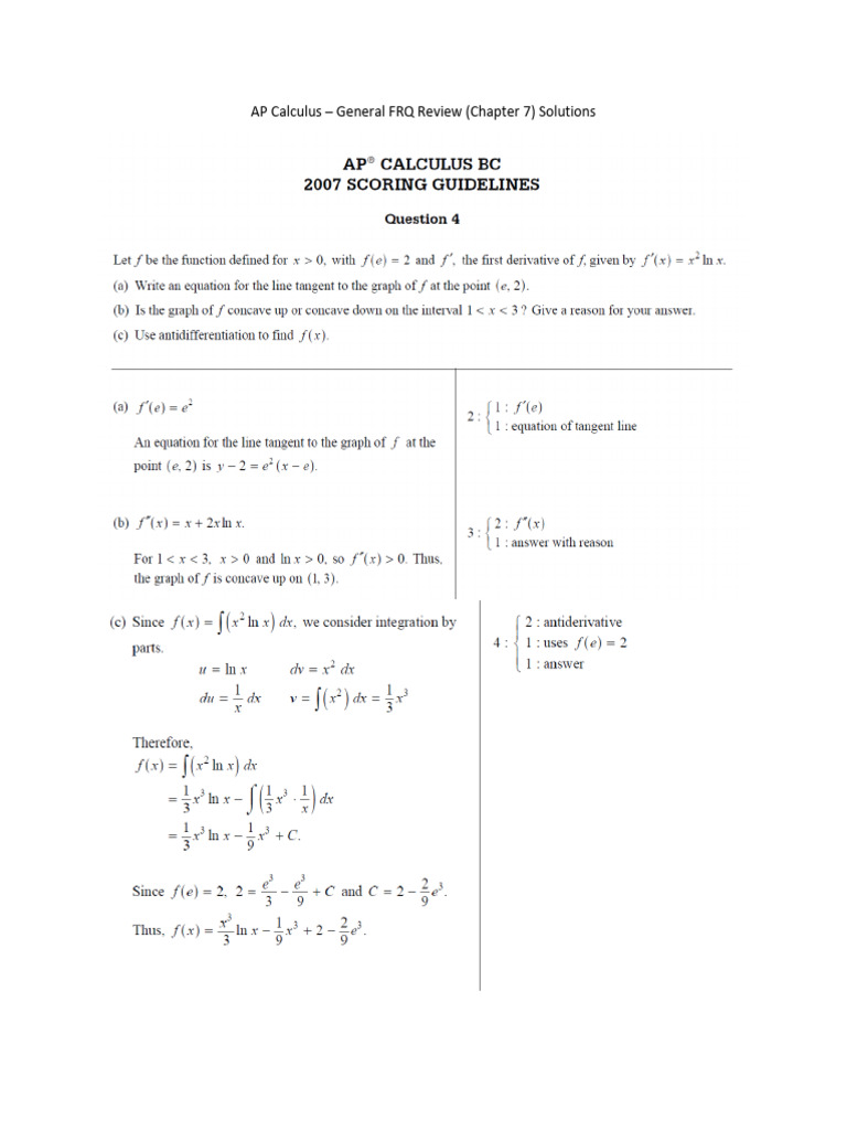 General FRQ Review Chapter 7 Solutions | PDF